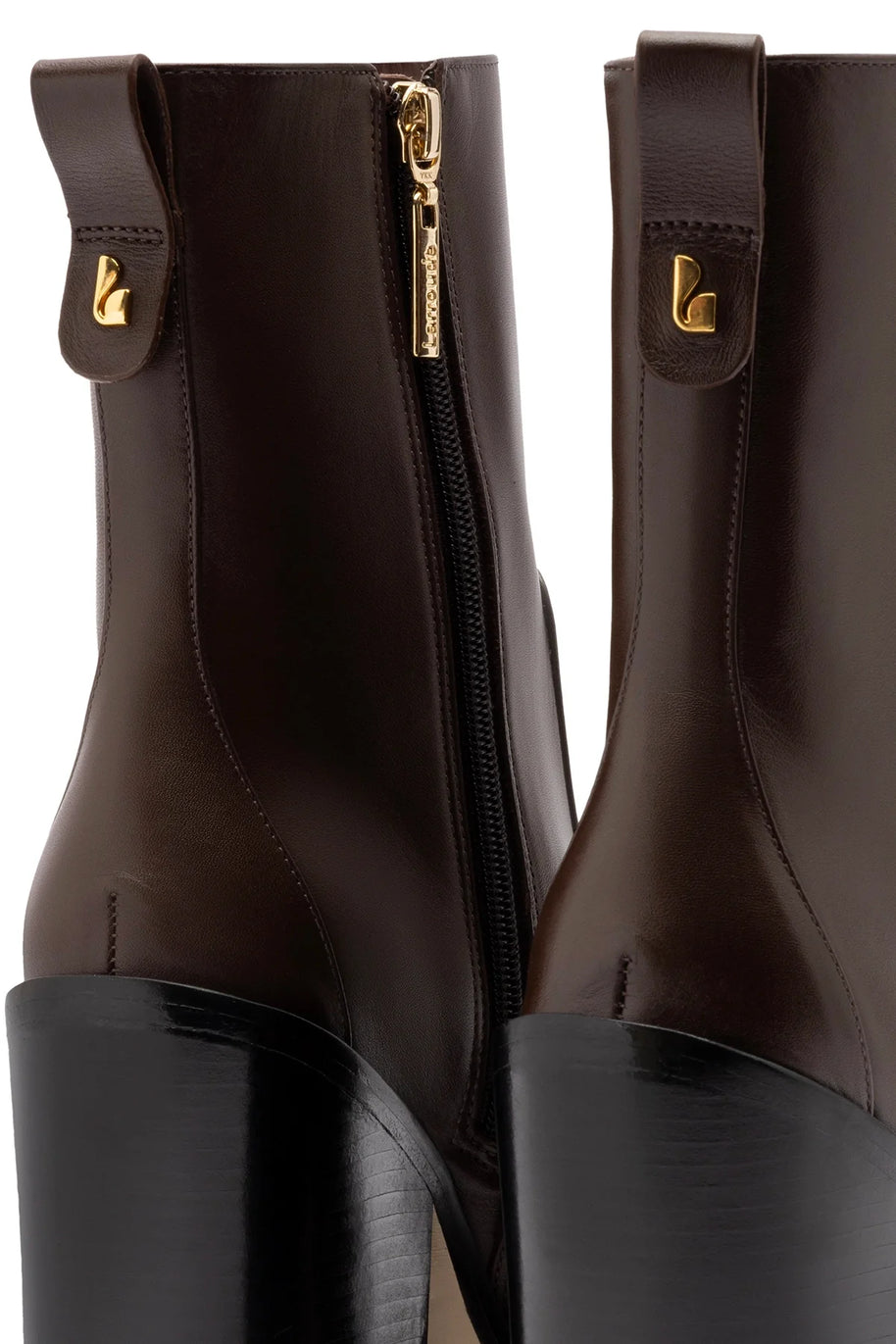 Larroude James Bootie In Brown Leather – Blush Lux