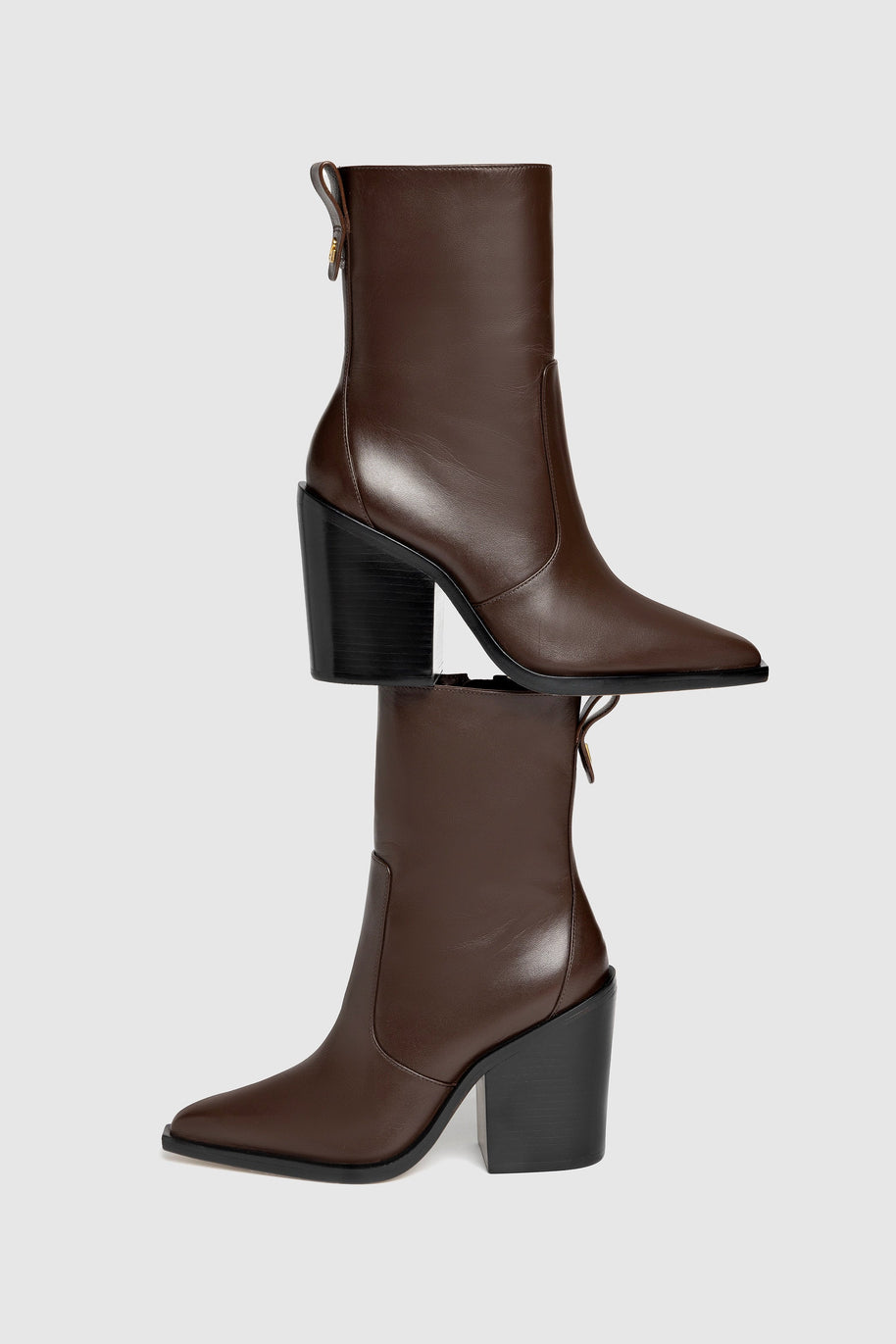 Larroude James Bootie In Brown Leather – Blush Lux